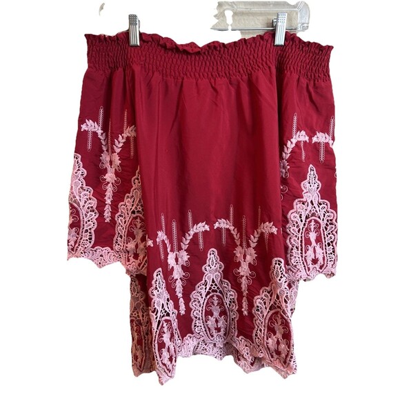 Boho Jane | Tops | Red Boho Jane Off The Shoulder Blouse Pink ...